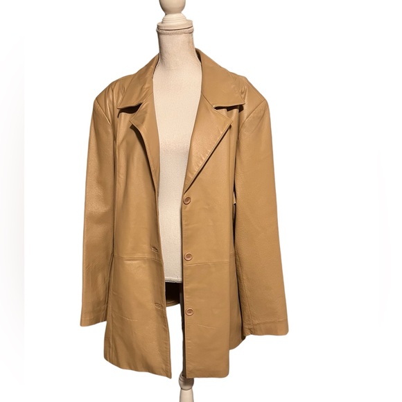 Dialogue | Jackets & Coats | Dialogue Genuine Leather Coat In Beige ...